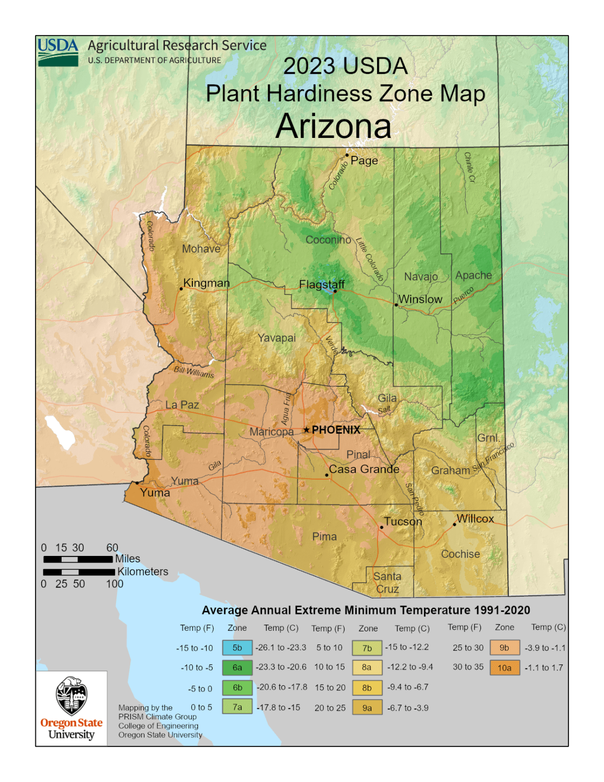 Arizona Planting Zones: Map of AZ Growing Zones