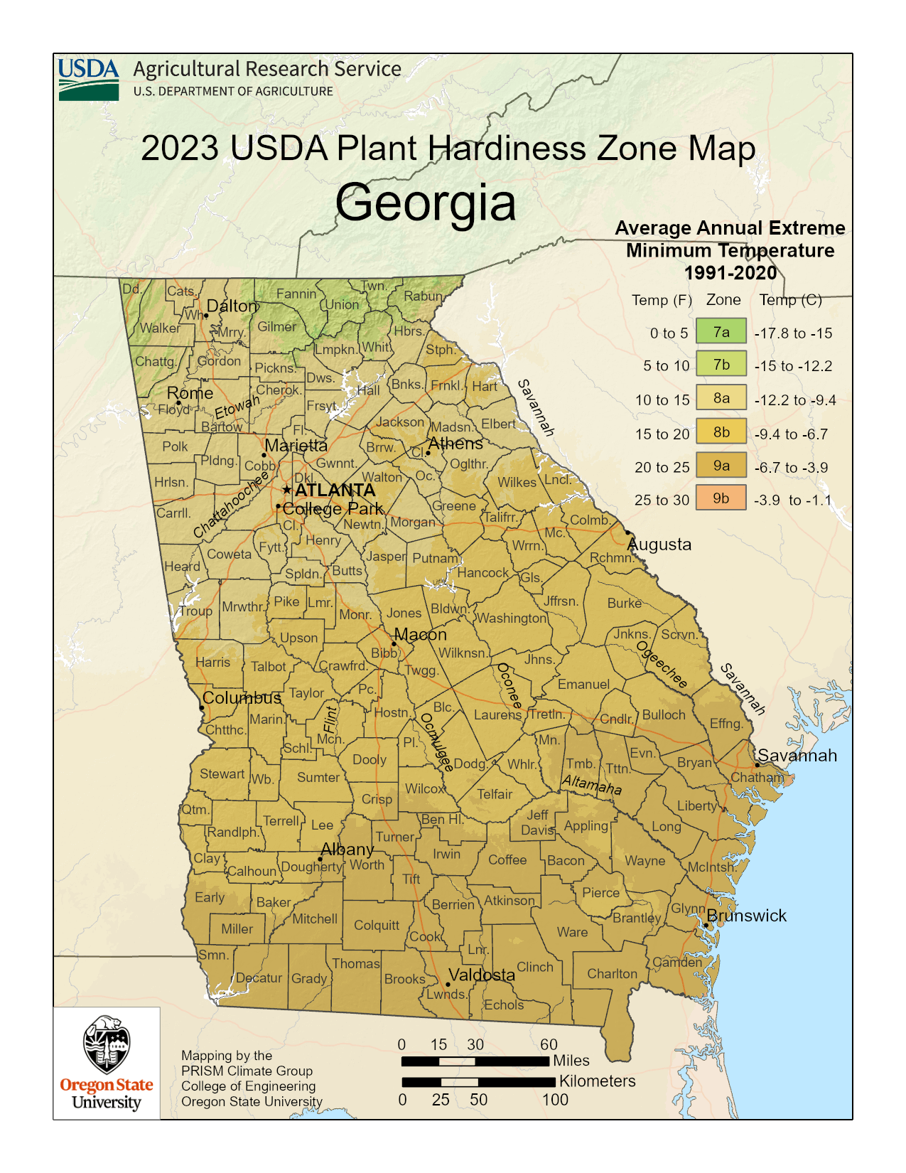 Georgia Planting Zones: Map of GA Growing Zones