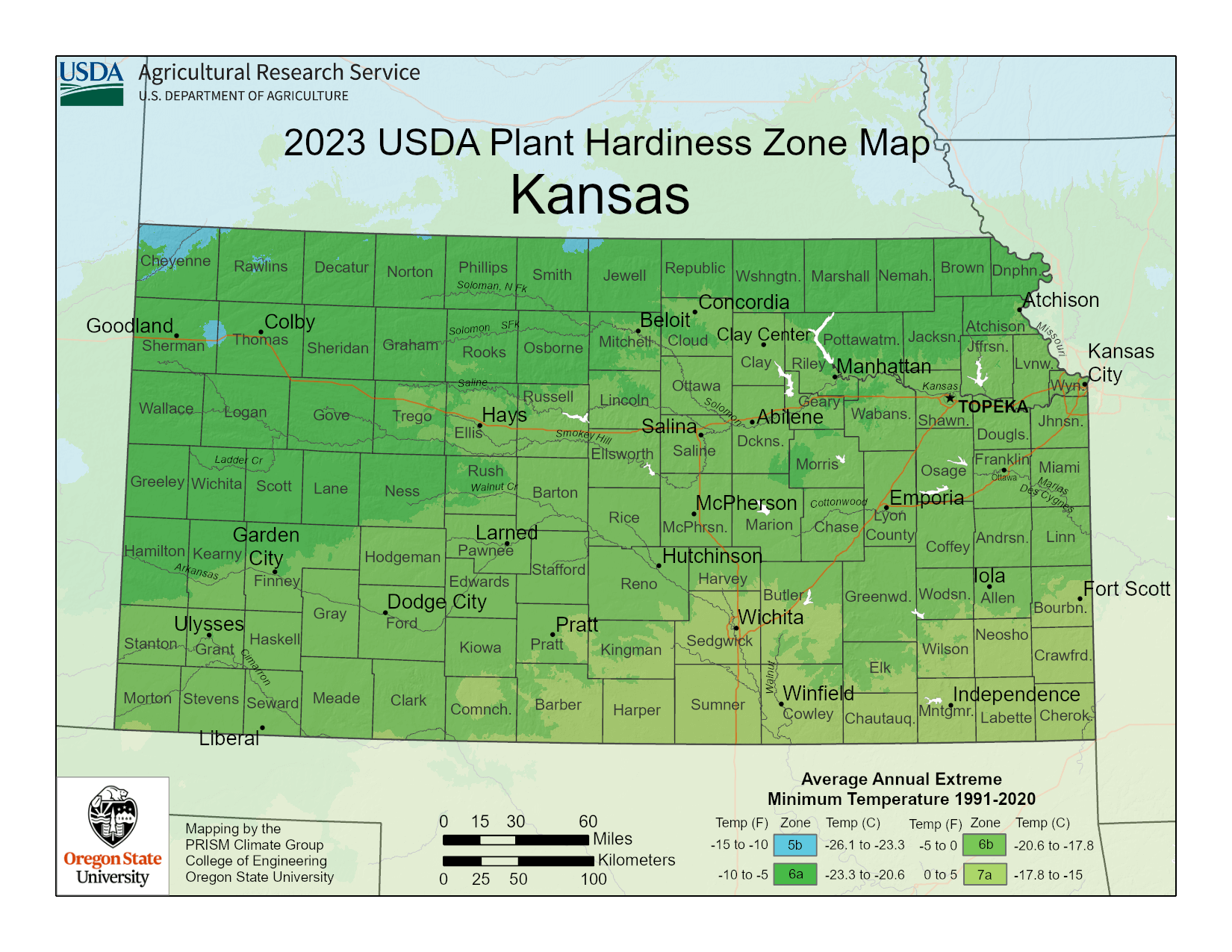 Kansas Planting Zones: Map of KS Growing Zones