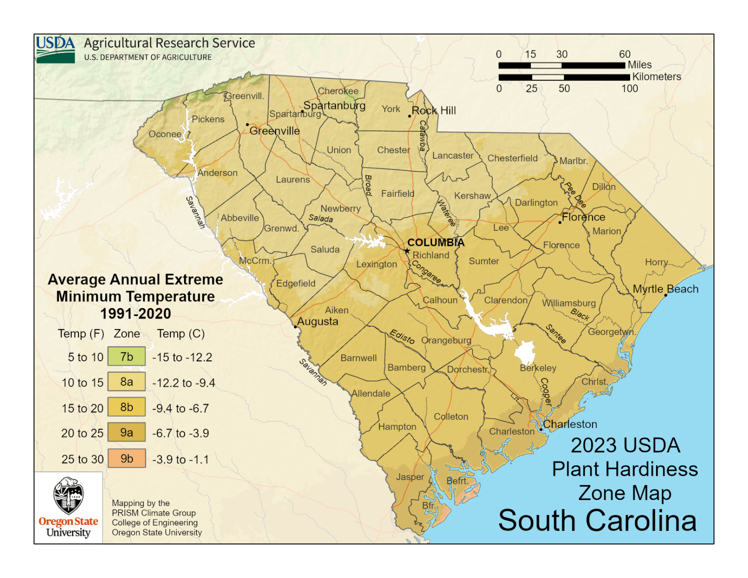 South Carolina Planting Zones: Map of SC Growing Zones